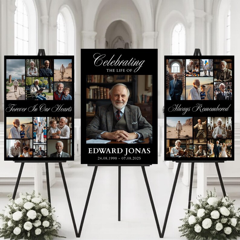 Funeral Photo Collage Sign Set: Celebration of Life Memorial (digital ...