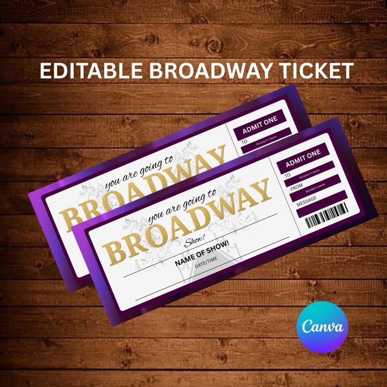 Canva Free Christmas Editable Broadway Show Ticket Printable: Musical ...