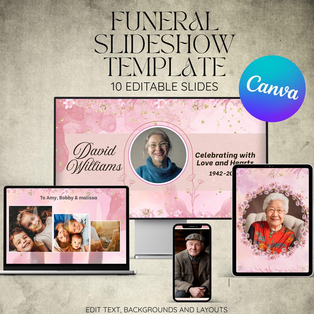Pink Floral Funeral Slideshow Template: Memorial Video, Celebration of ...