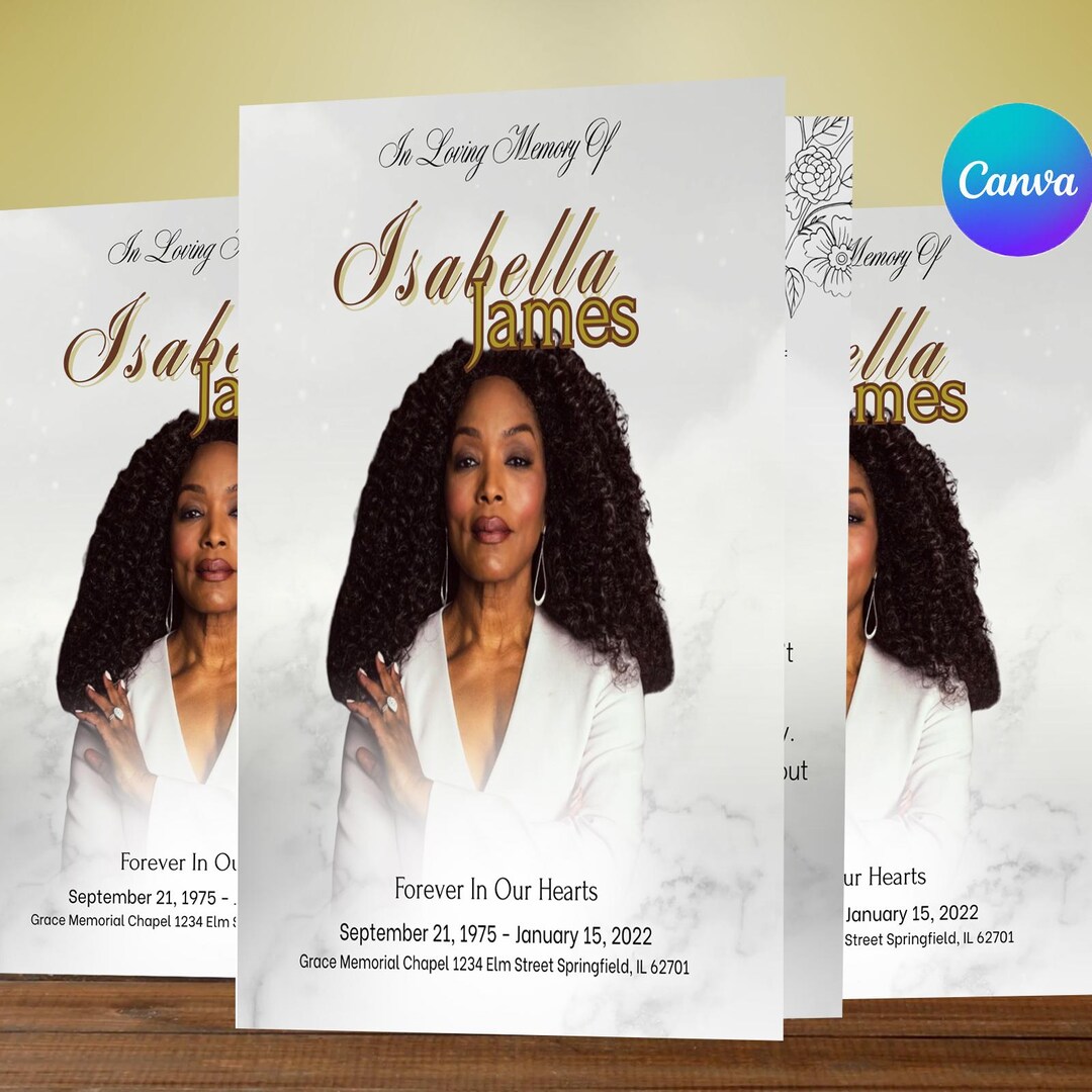Minimalist Milky White Funeral Program Template: 8-page Memorial ...