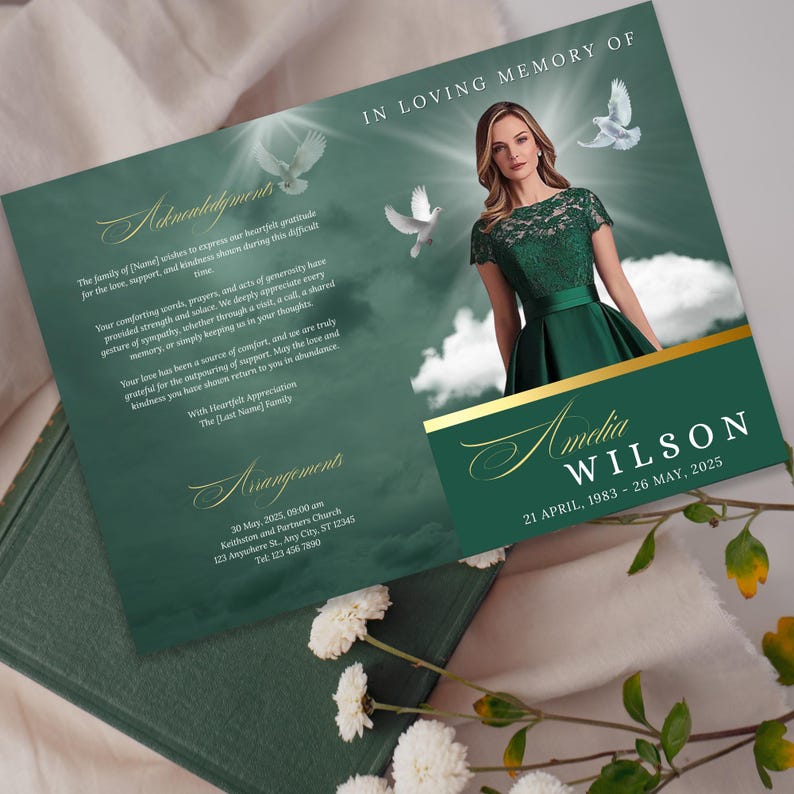 Beige Roses Funeral Program Template: Celebration of Life (canva ...