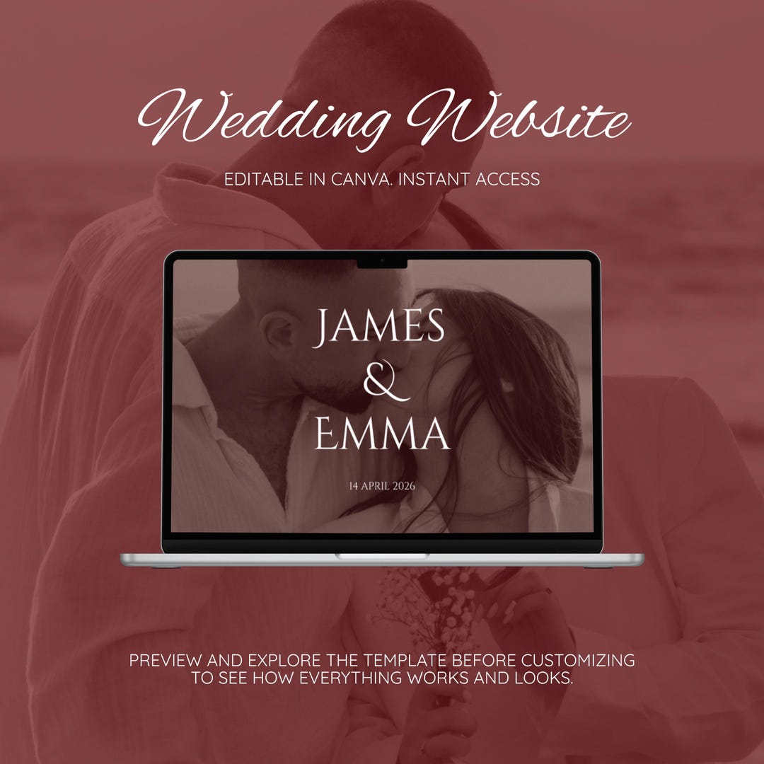 Vintage Wedding Website Template, Elegant RSVP, Canva Editable (digital ...