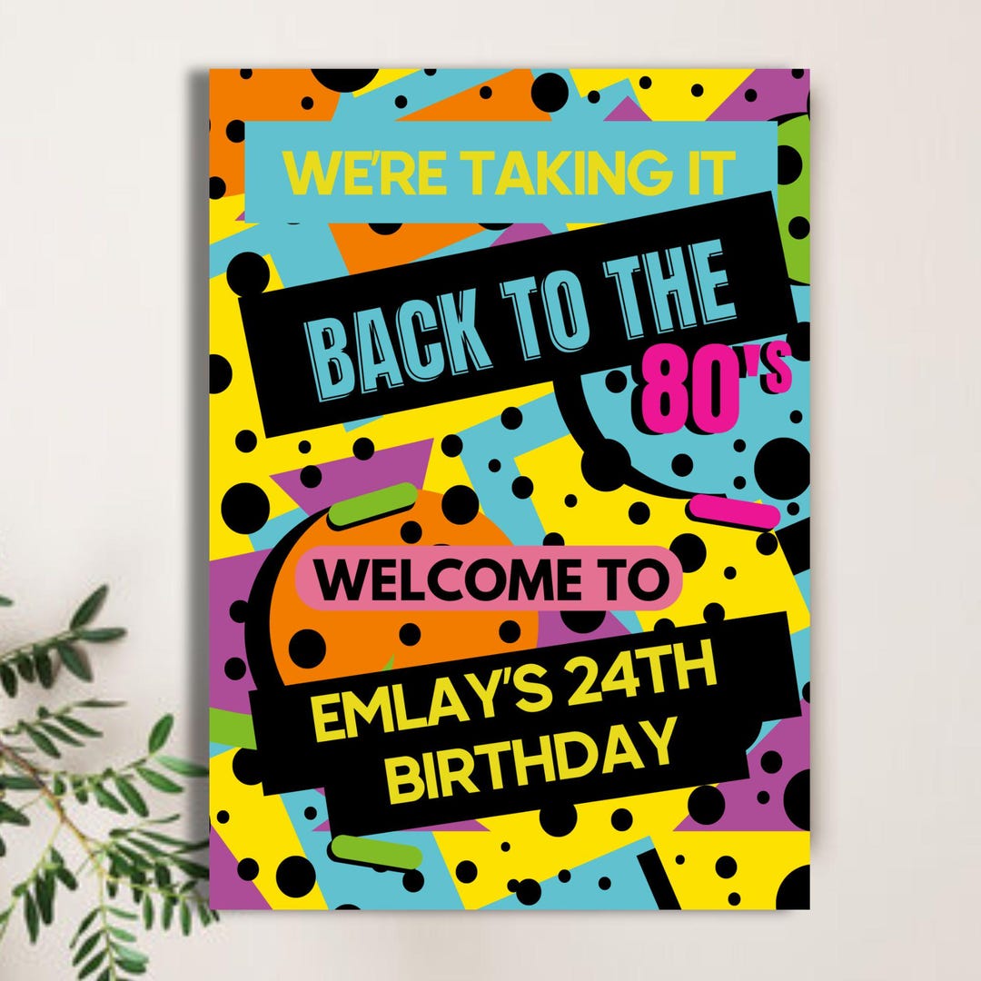 Editable 80s Party Welcome Sign | Back to the 80s Throwback Party | 80s ...