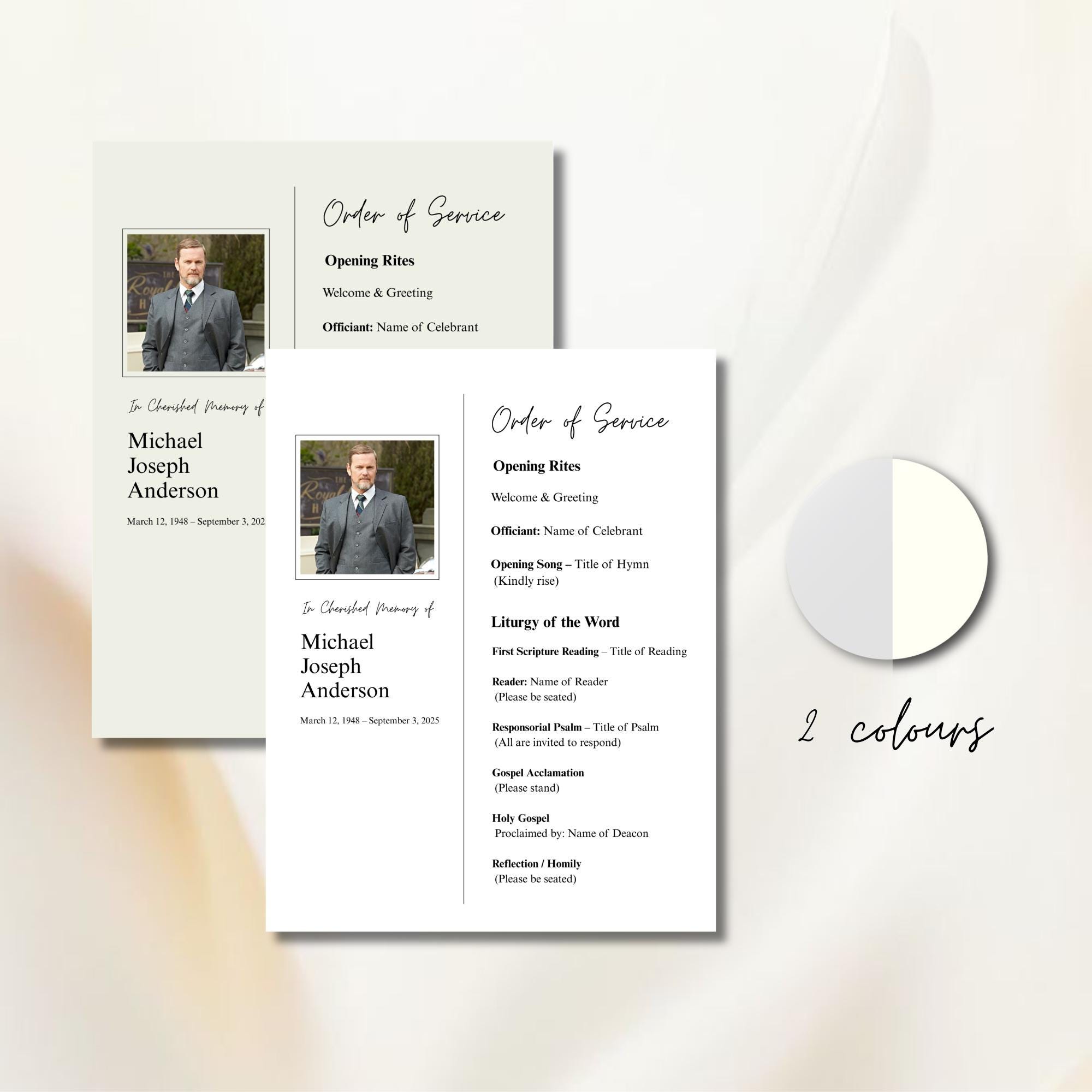 Catholic Funeral Mass Program Template – Editable Bifold Order of ...