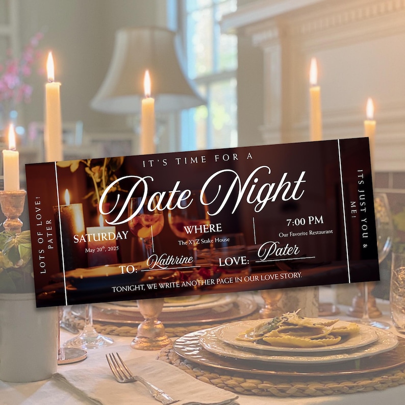 Date Night Ticket Template: Romantic DIY Gift (canva Editable) - Etsy