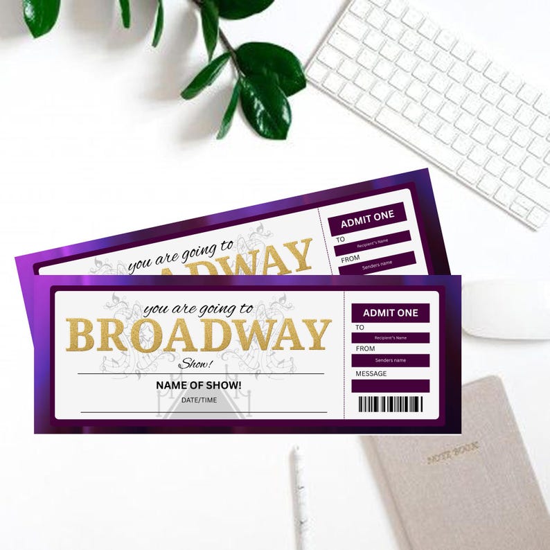 Canva Free Christmas Editable Broadway Show Ticket Printable: Musical ...