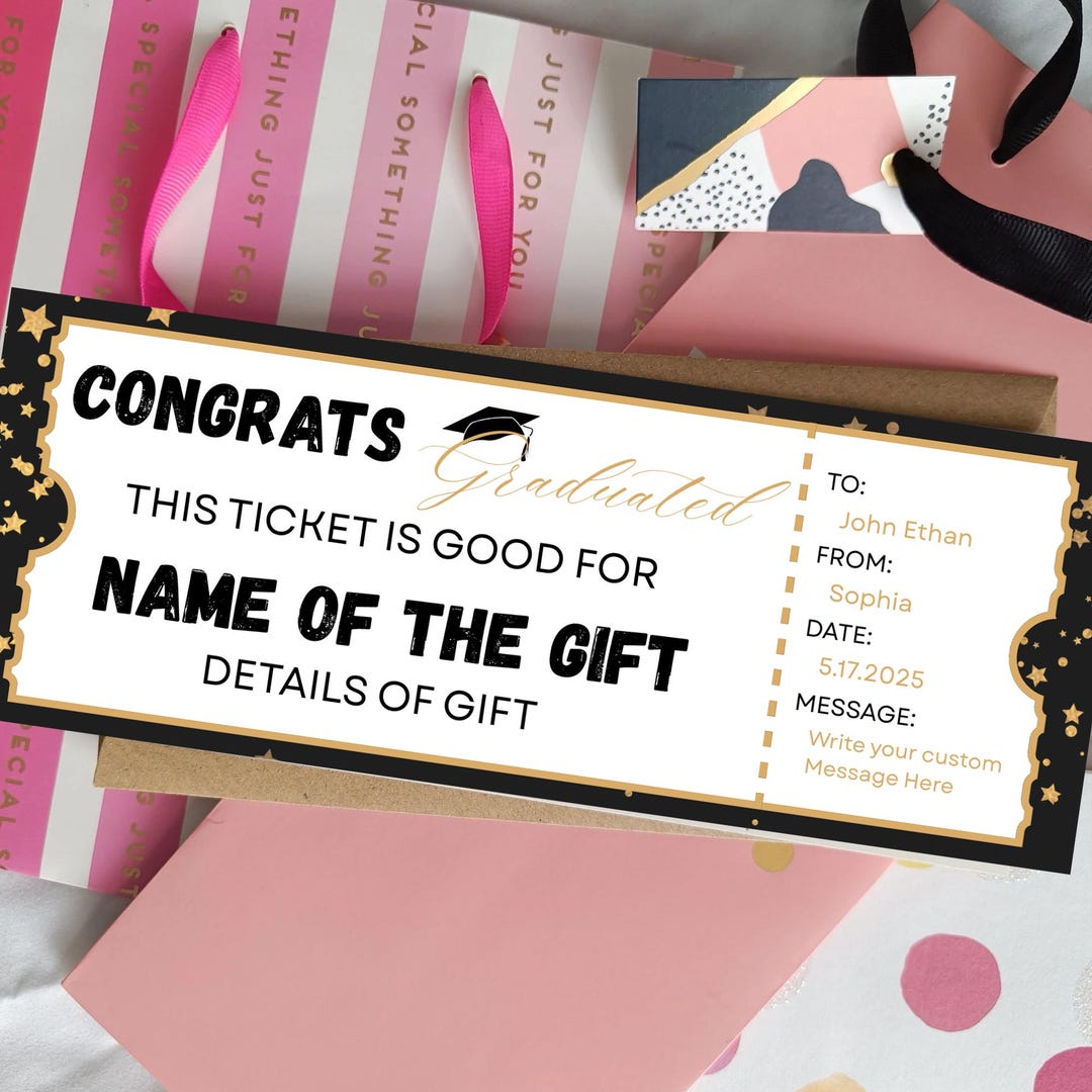 Graduation Gift Certificate Voucher, Editable Printable Ticket Template ...
