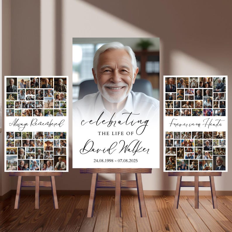 Funeral Photo Collage Sign: in Loving Memory Welcome Poster (digital ...
