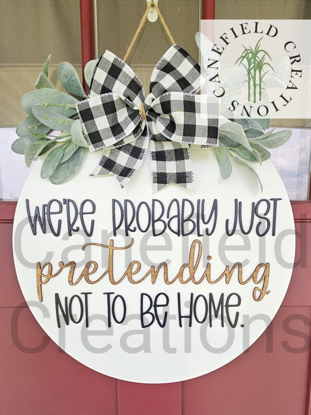We're Probably Just Pretending Not to Be Home Door Hanger - Etsy