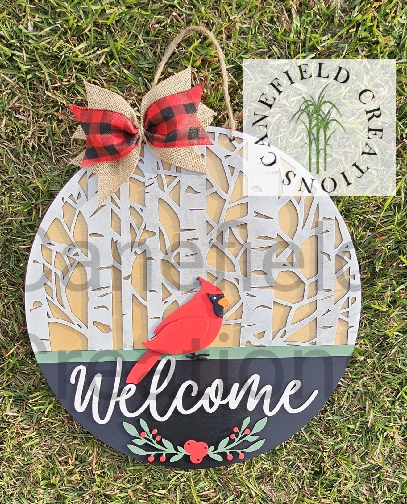 Cardinal Welcome Door Hanger - Etsy