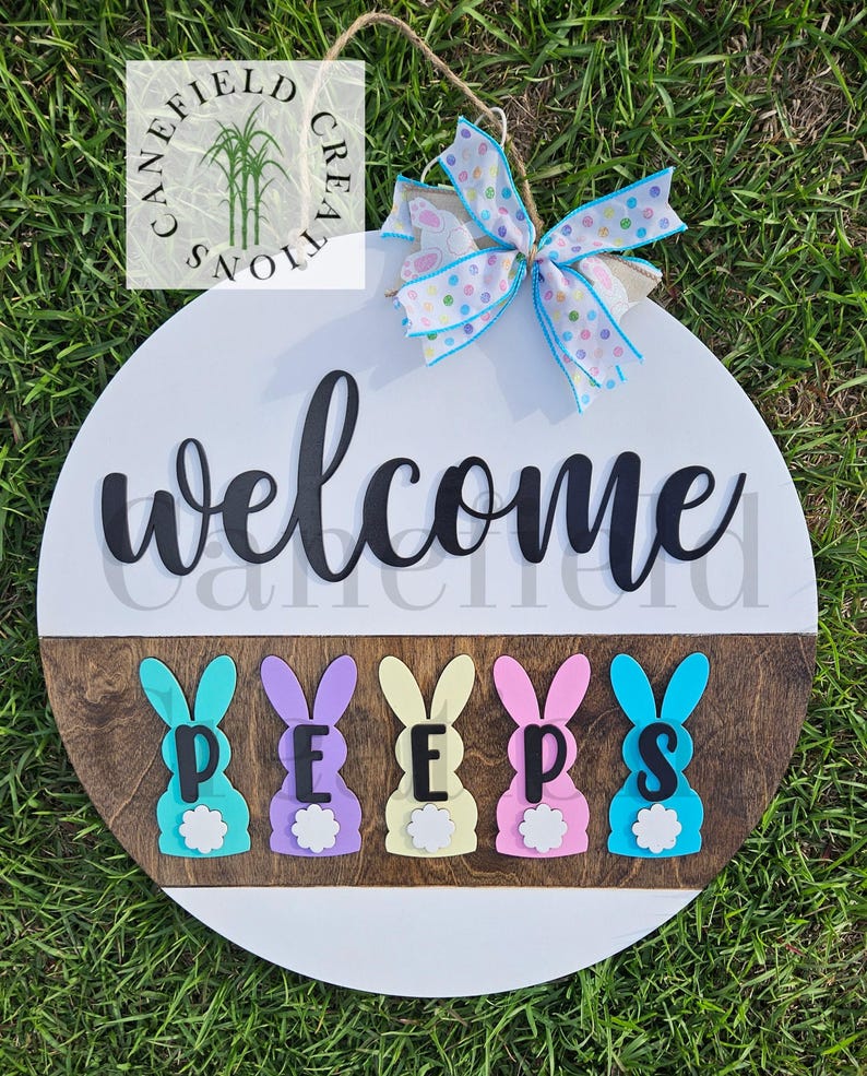 Welcome Peeps Easter Door Hanger - Etsy