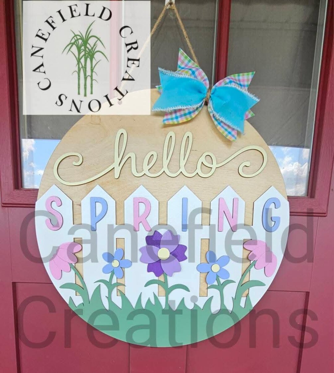Hello Spring Flower Door Hanger: Rustic Wood Fence Decor - Etsy