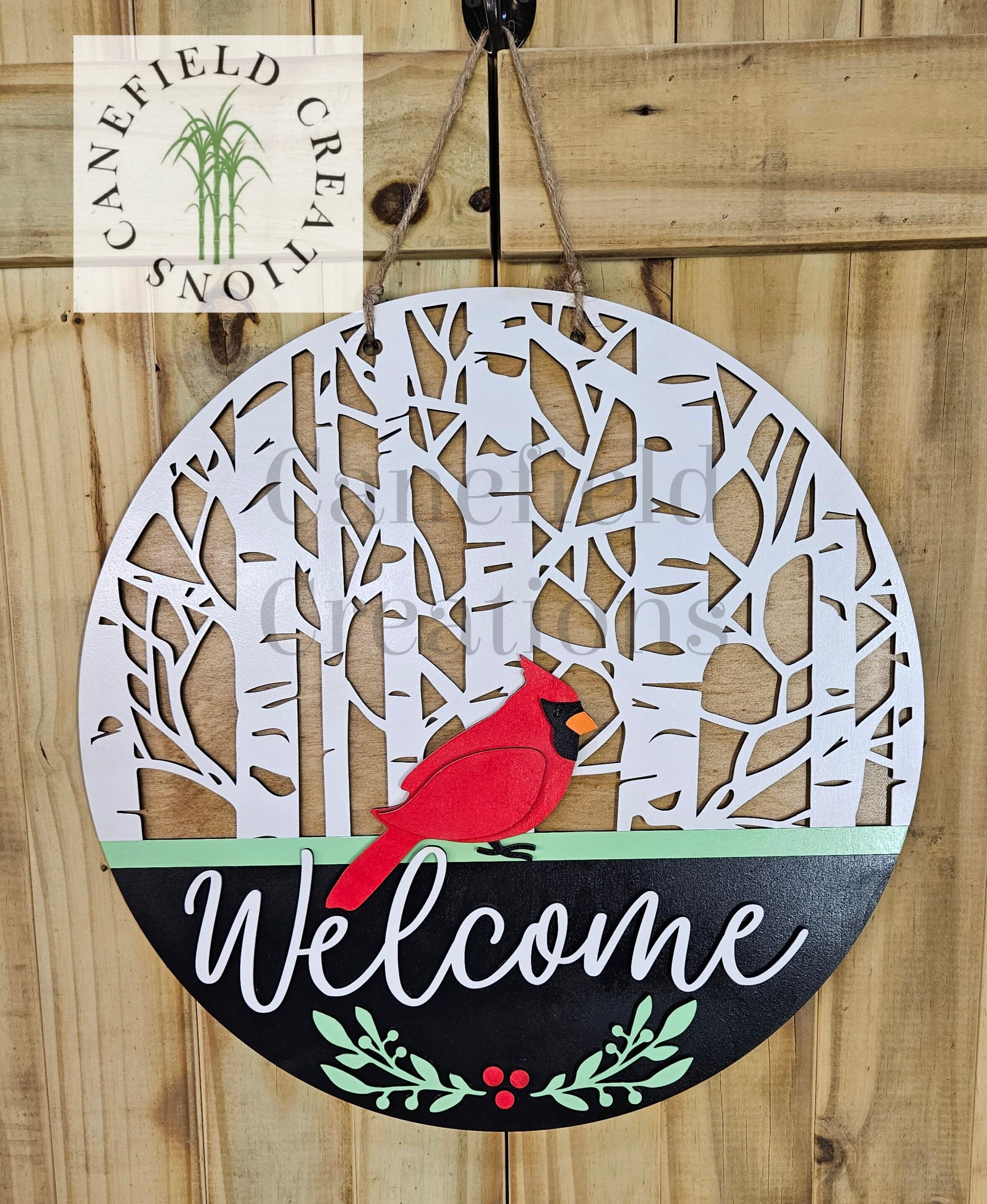 Cardinal Welcome Door Hanger - Etsy