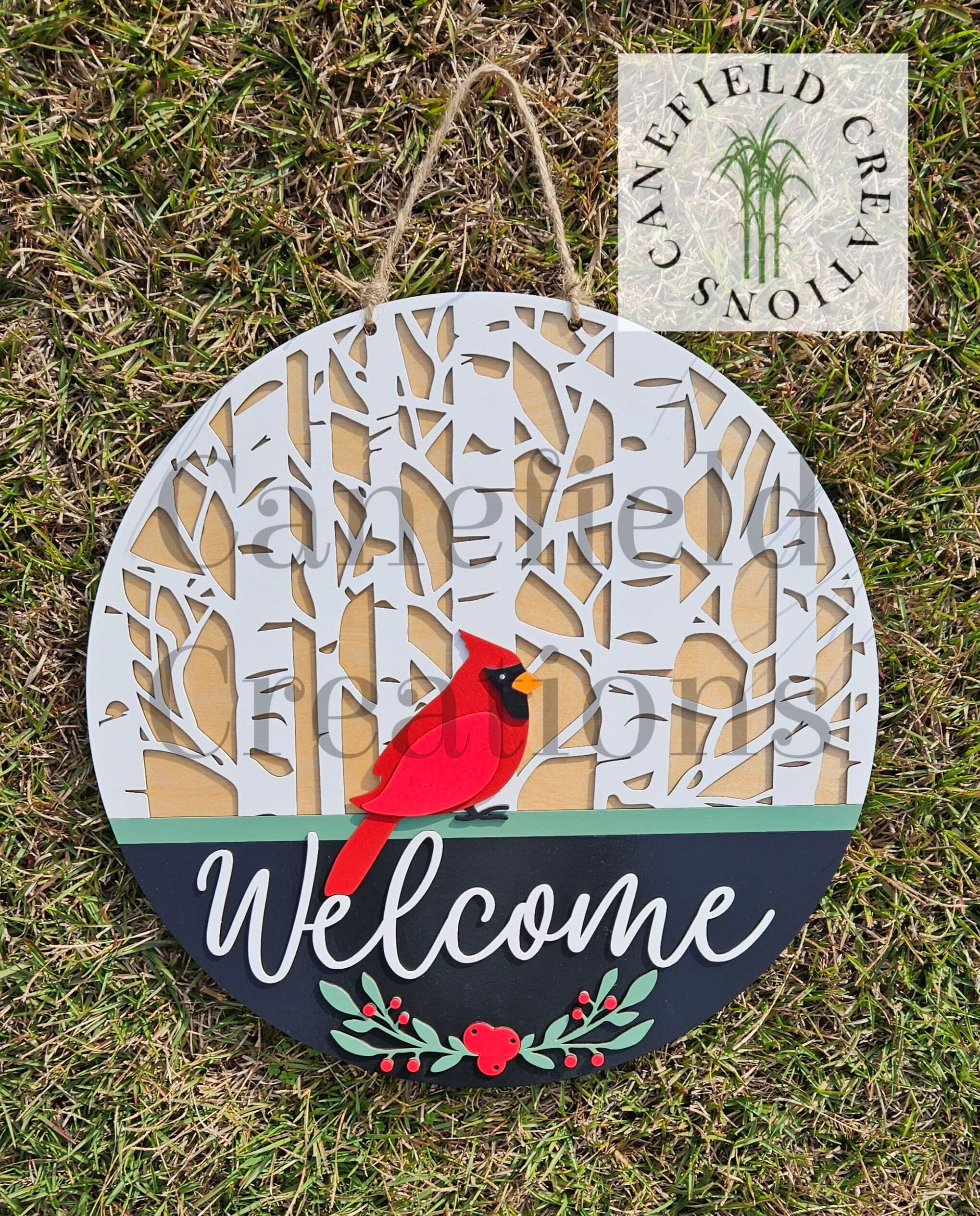 Cardinal Welcome Door Hanger - Etsy