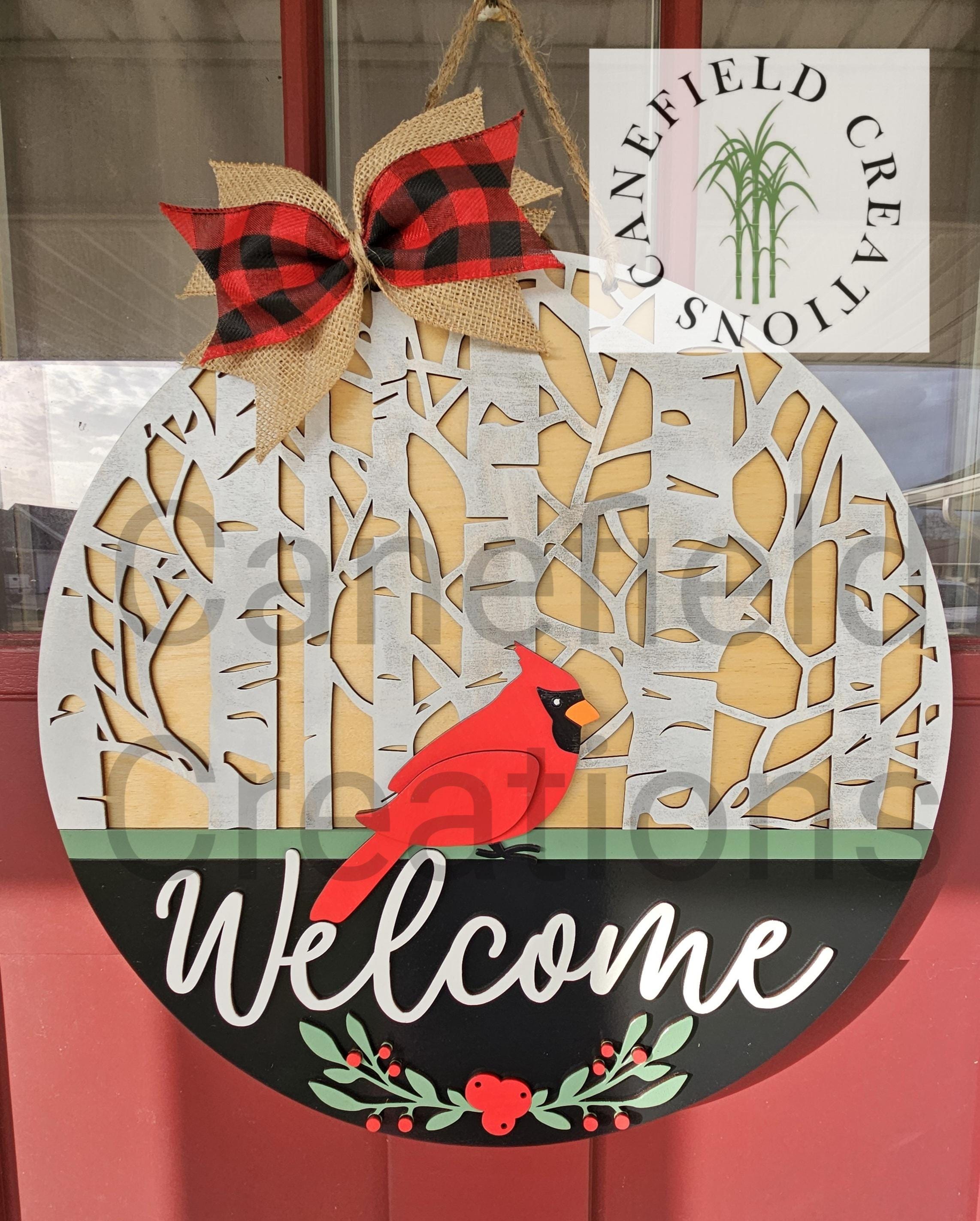 Cardinal Welcome Door Hanger - Etsy