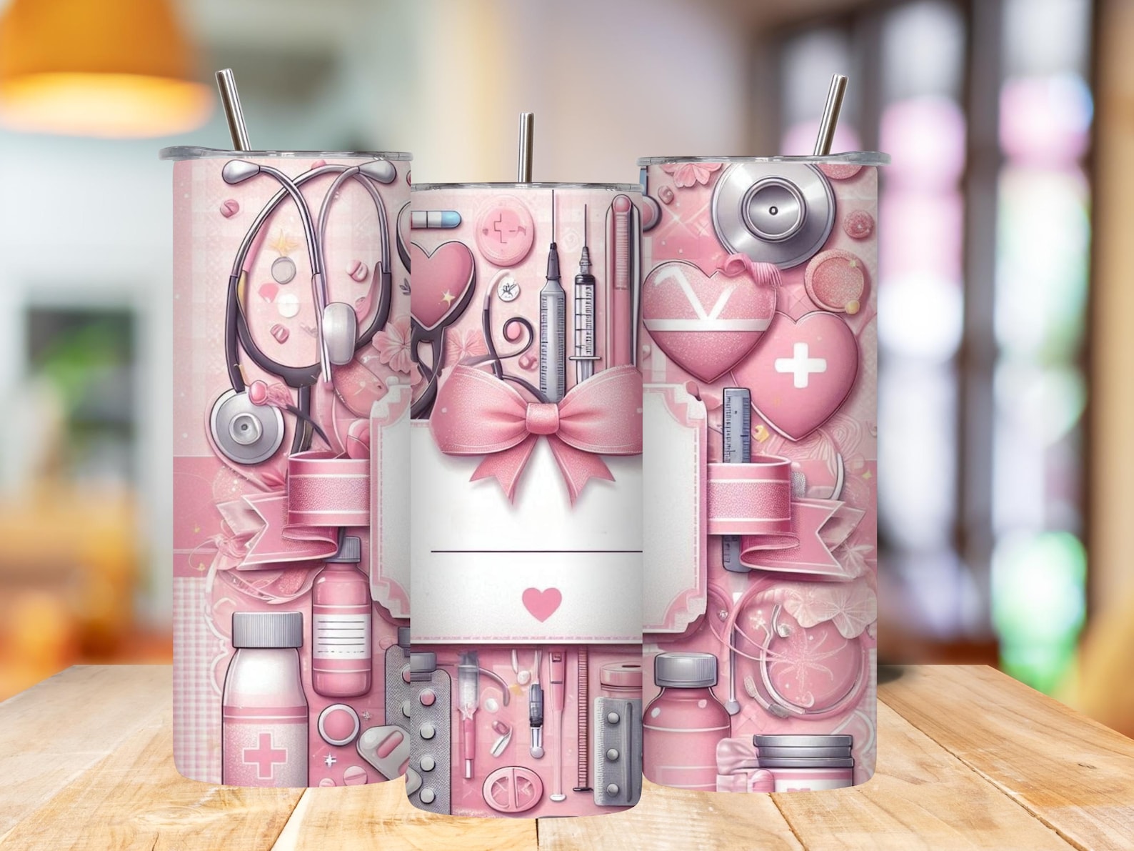 Personalized Nurse Tumbler Wrap: Pink Medical Design (digital Download ...