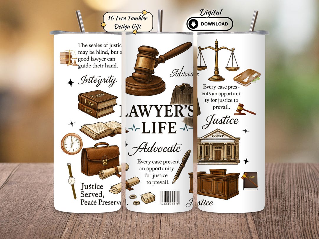 Lawyer Life Tumbler Sublimation Design: 20oz Skinny Tumbler Wrap (PNG ...