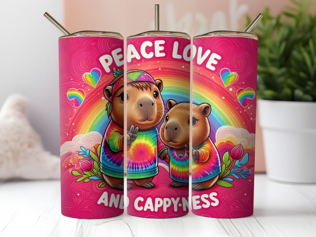 Peace Love & Cappy-ness Sublimation Design, 20oz Skinny Tumbler Wrap ...