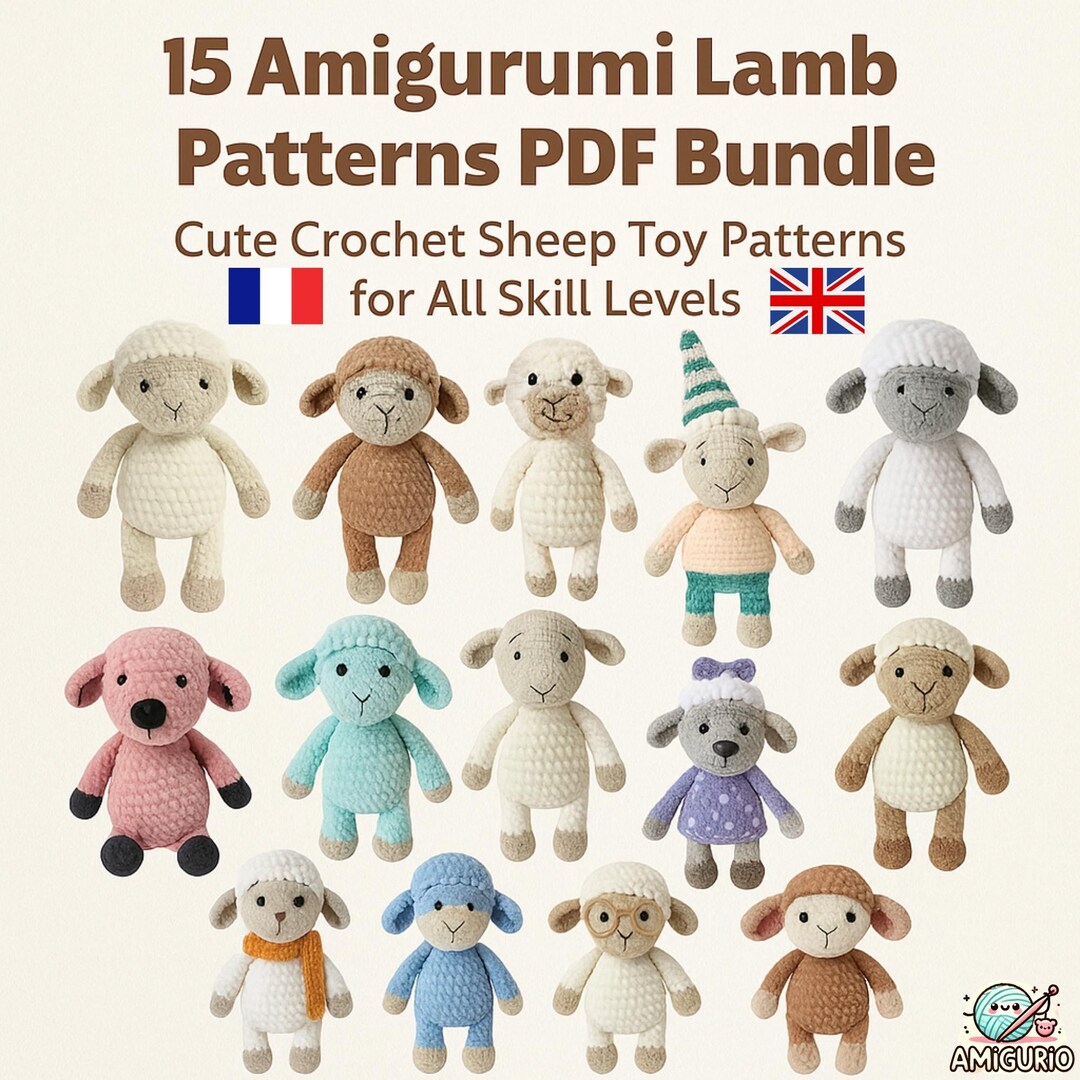 15 Amigurumi Lamb Patterns PDF Bundle – Cute Crochet Sheep Toy Patterns ...
