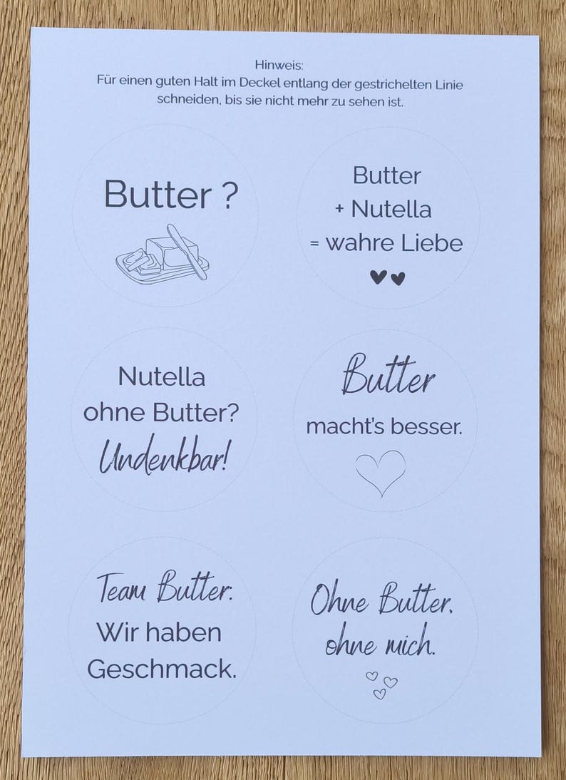 Nutella Lid Printable | "team Butter" Printable | Funny Message | Gift ...