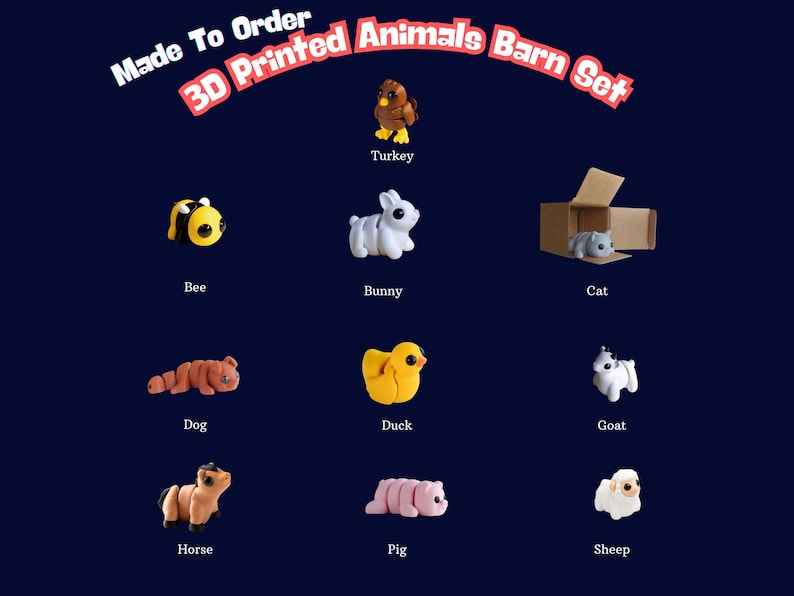3D Printed Articulated Barn Set, Animal Fidget Toy - Etsy