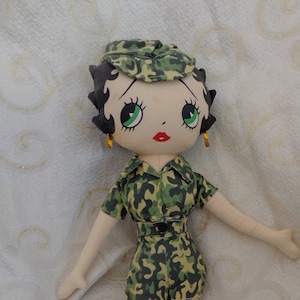 1999 BETTY BOOP ARMY Doll - 18"h - Kellytoy Stuffed Cloth Betty Boop ...