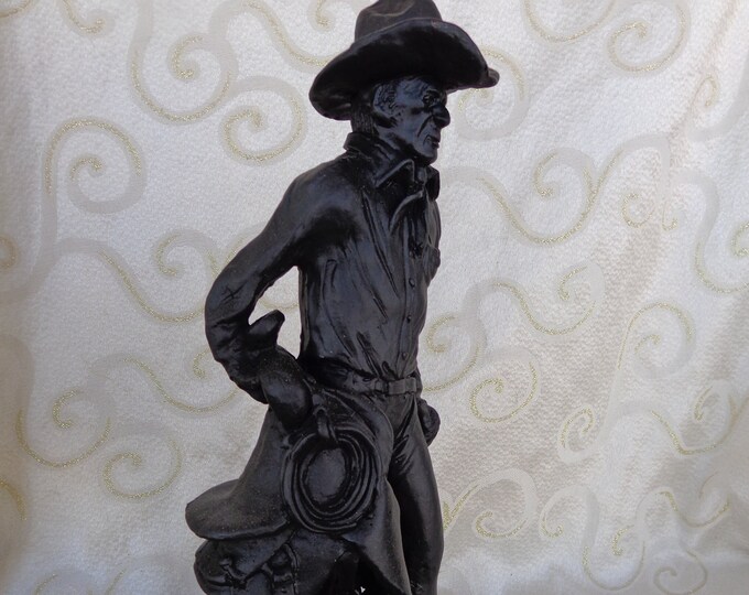 R.J. MOORE COWBOY - 1978 -14"h X 6" X 6" Base - Painted Black Cowboy ...