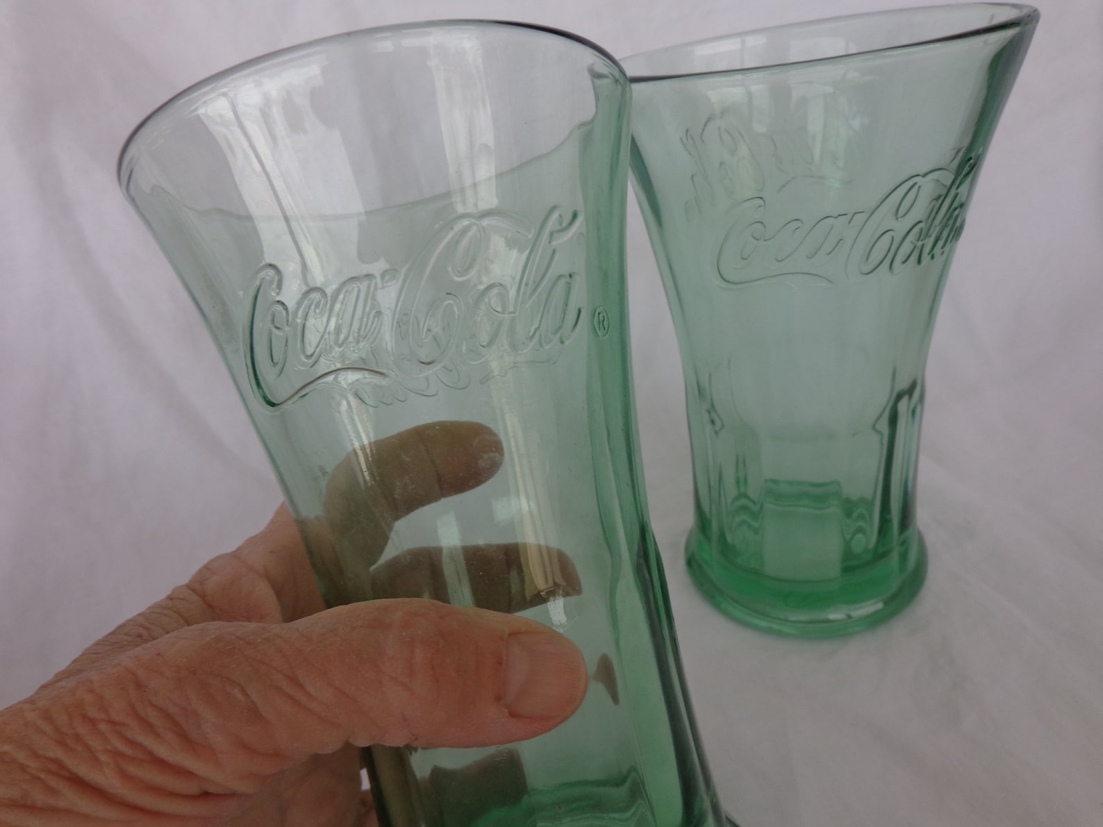 FLARED LIP COKE Glass Pair - 6 1/4"h - Pair of Heavy Coca Cola ...