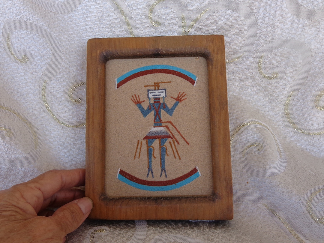 NAVAJO YEI DANCER Signed Sand Painting -6 5/8"h X 5 1/2"w - Sand ...