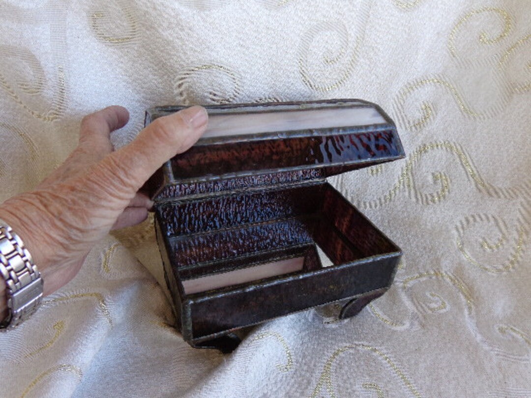 STAINED GLASS MIRRORED Casket Chest - 4 3/4"h X 6 3/4"l X 4"w - Purple ...