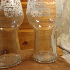 PAIR PEPSI GLASSES - Pair White Insignia Fancy Clear Pepsi Coca Glasses ...