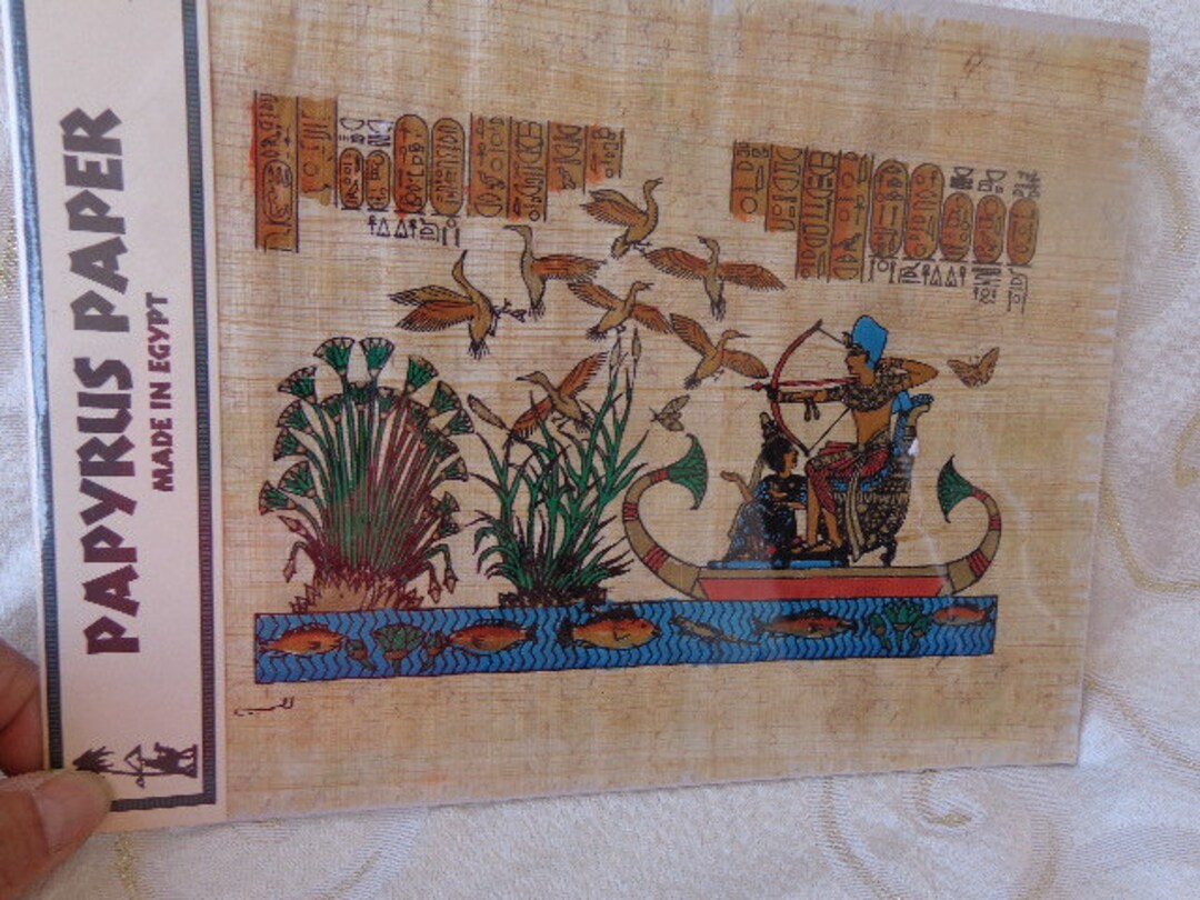 EGYPTIAN PAPYRUS PRINT 9 1/2 X 7 Print of Egyptian Pharoah Hunting on ...
