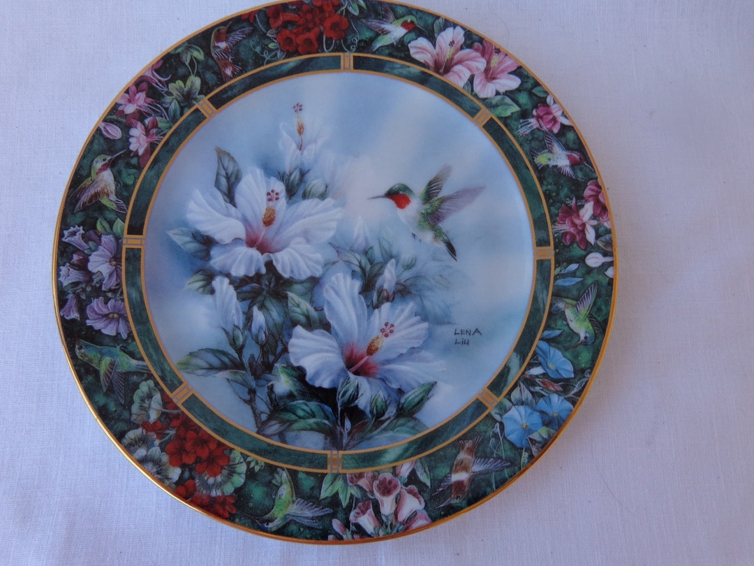RUBY THROATED HUMMINGBIRD Plate - 7 3/4" Lena Liu Hummingbird Treasury ...