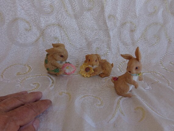 3 LITTLE BROWN BUNNIES 2 1/2 to 3 1/2 Tall Resin | Etsy