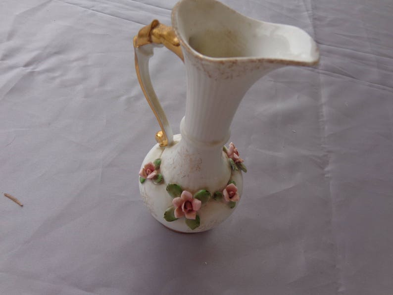 Applied Rose Lefton Vintage 6 3/4 