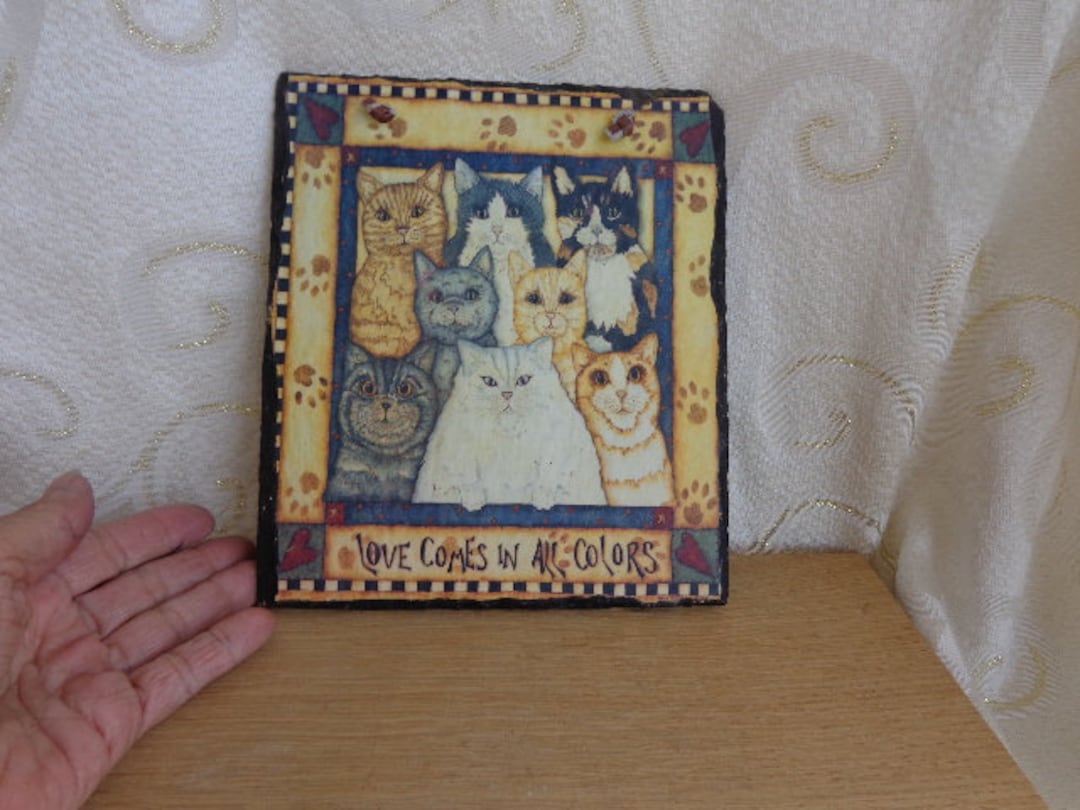 SLATE CATS ART - Robin Betterly Cat Art - 7 3/4"h X 6 3/4"w - Slate ...