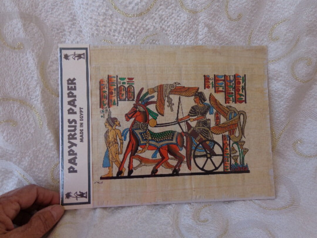EGYPTIAN PAPYRUS PRINT 9 1/2 X 7 Print of Egyptian Pharoah on Chariot ...