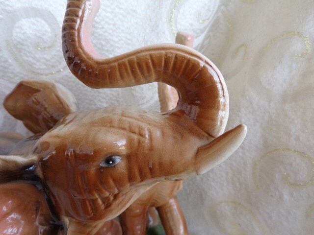LARGE ELEPHANT PAIR - Porcelain Ceramic - 10"h X 9 3/4"l X 6 1/4"w ...