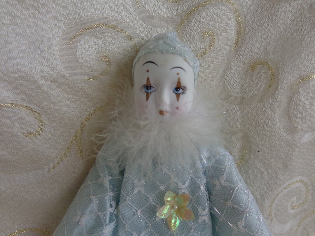 BABY BLUE MIME Doll 14 1/2 Pierrot Mime Clown Doll Dressed in Baby Blue ...