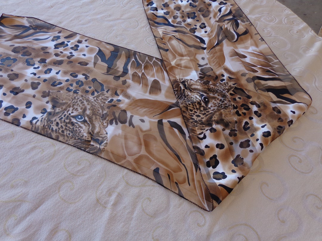 LEOPARD PRINT LONG Scarf - 58" X 13 1/2" Polyester Scarf With ...