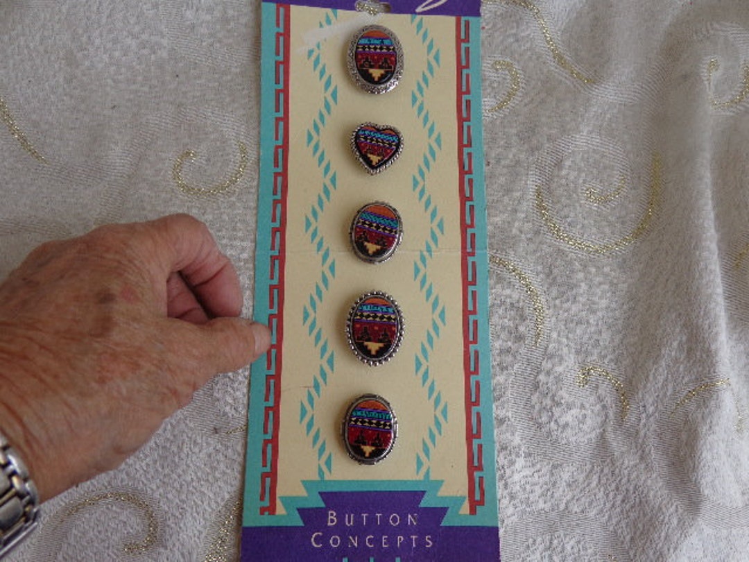 SOUTHWESTERN BUTTON COVERS - 1950's-1960's Set of 5 Button Covers 1 1/4 ...