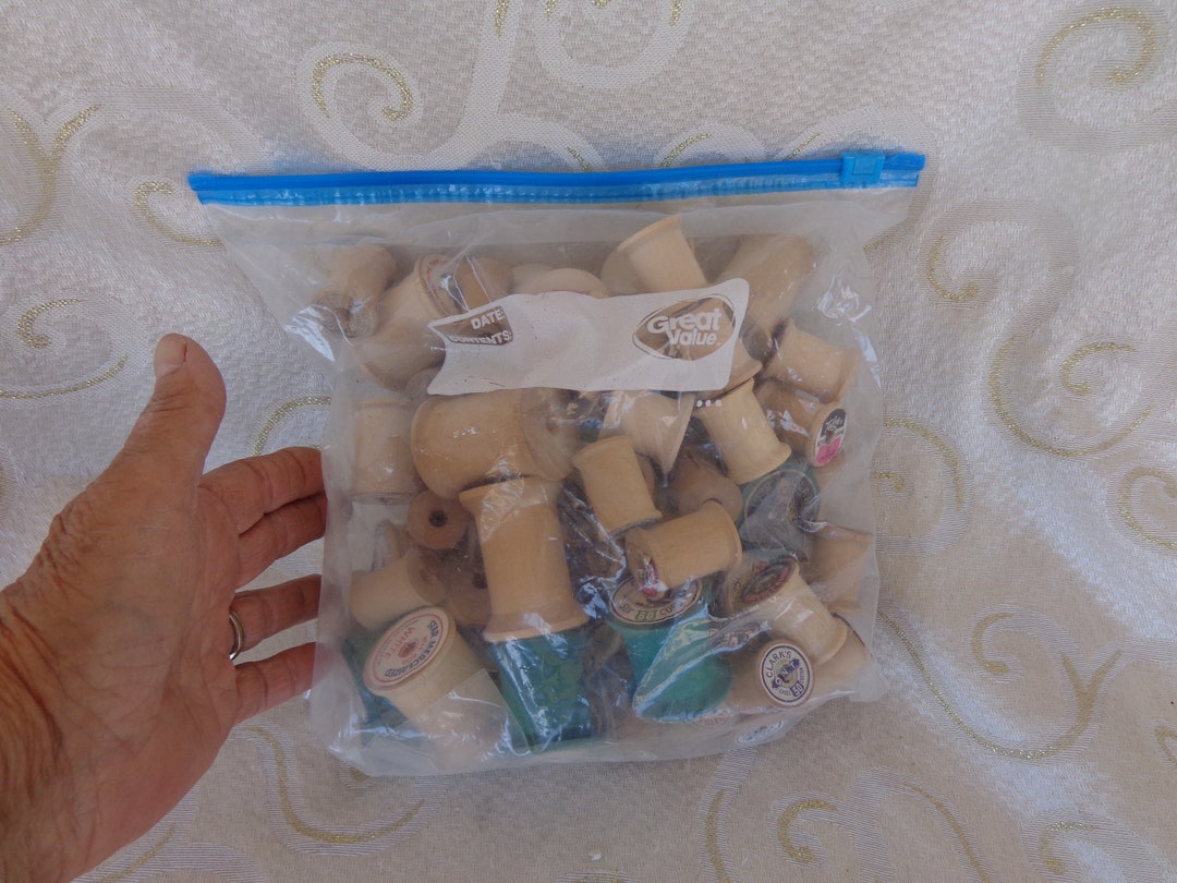 WOODEN SPOOL LOT - Large Bag as Shown of All Types Wooden Spools - Etsy