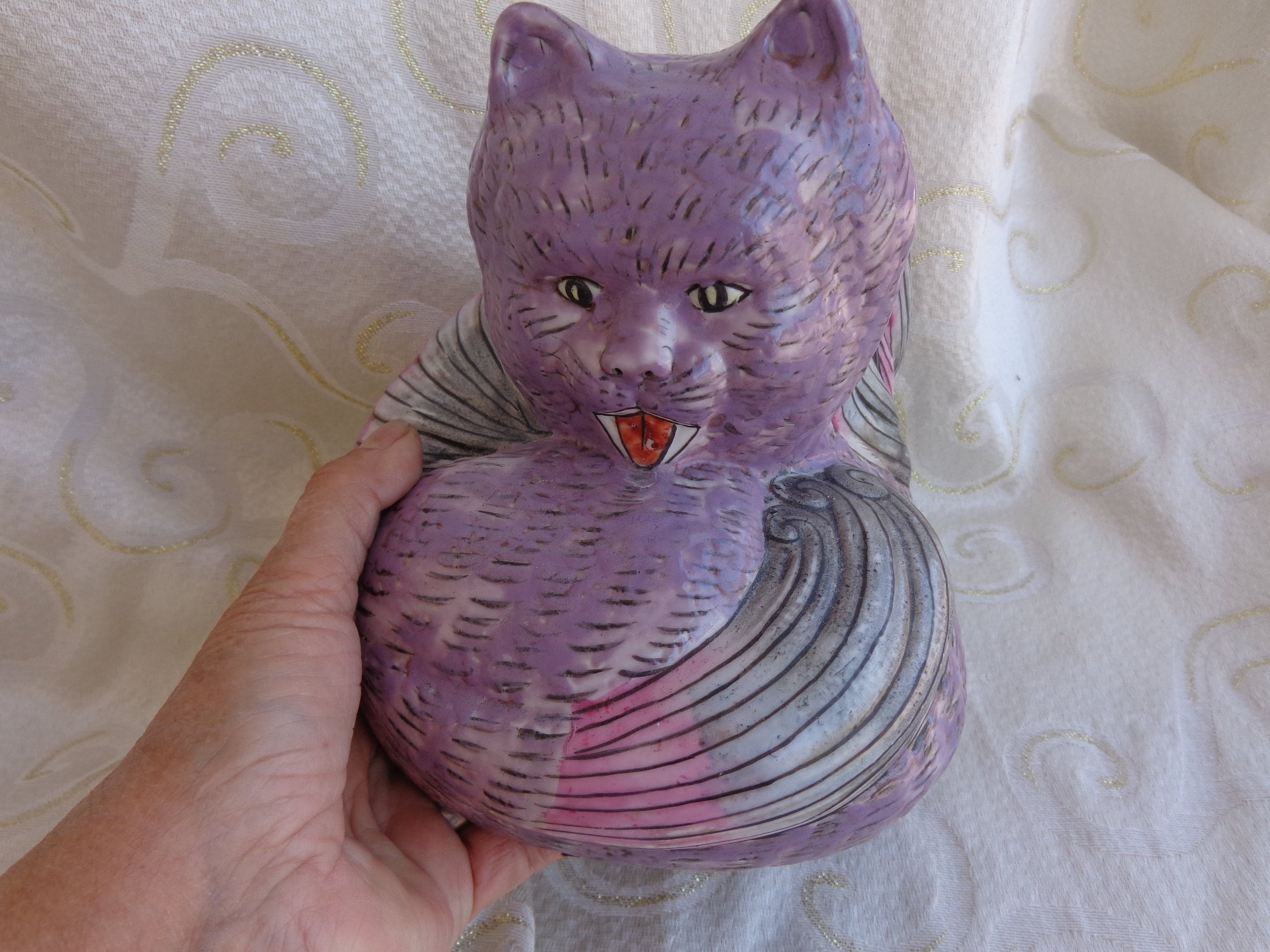 LARGE CHINESE CAT Figurine 7 T x 8 x 6 | Etsy