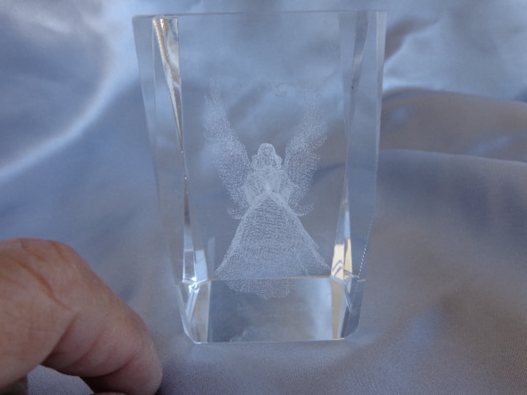 GLASS ART ANGEL - Laser Cut Angel Crystal - 3 1/4"h X 2" X 2" - Angel ...