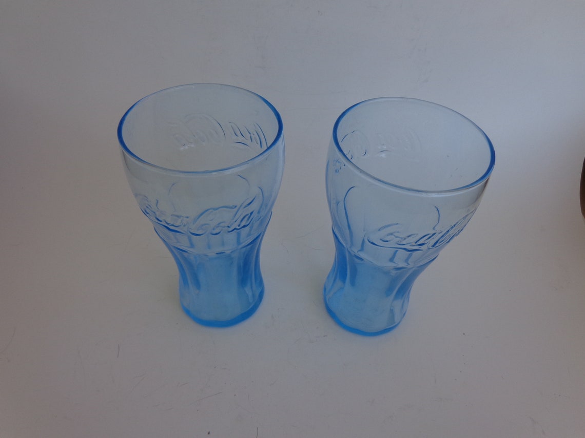 Pair Pale Blue Coca Cola Glasses - Great Condition - Etsy