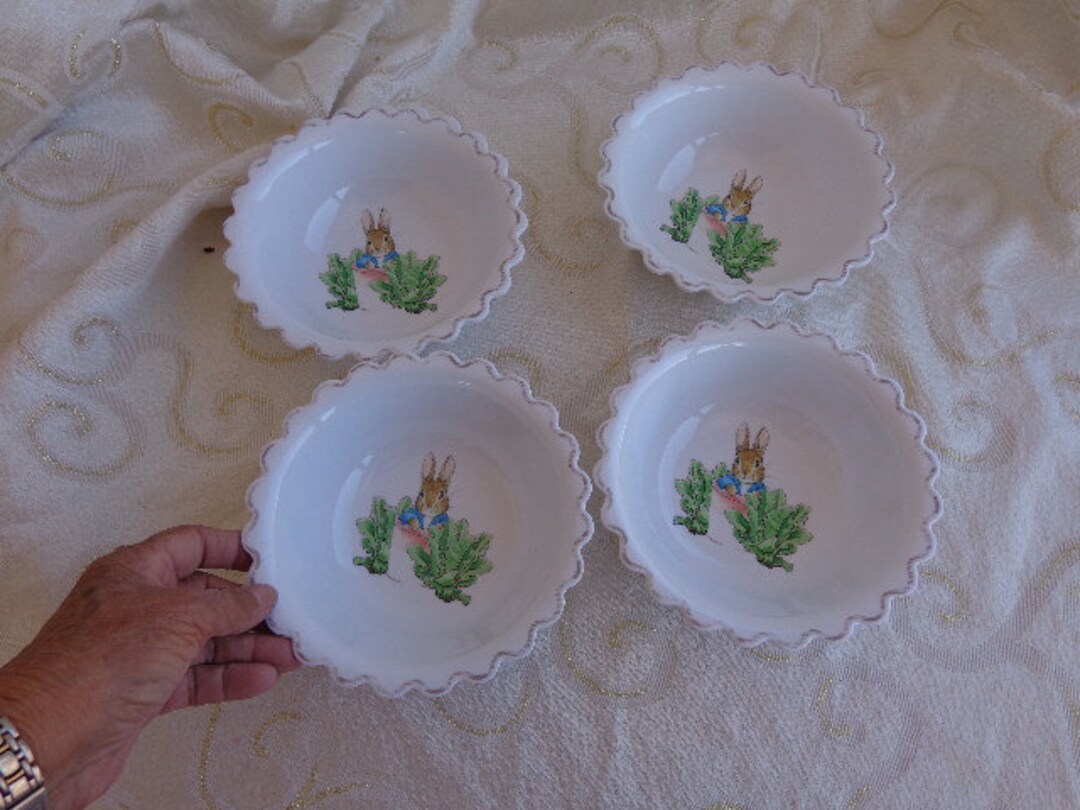 4 PETER RABBIT MELAMINE Bowls by Pottery Barn - Ruffled Edge Melmac ...