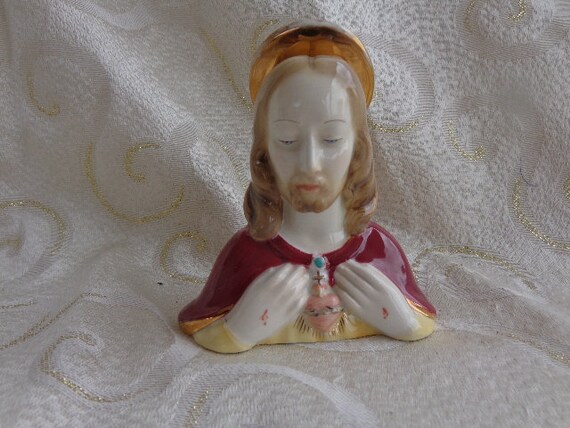 SACRED HEART JESUS Ceramic Figurine 4 3/4 H Signed - Etsy