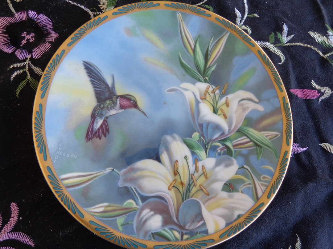 RUBY THROATED HUMMINGBIRD Mini Plate by Picard - 6 1/2" - Cyndi Nelson ...