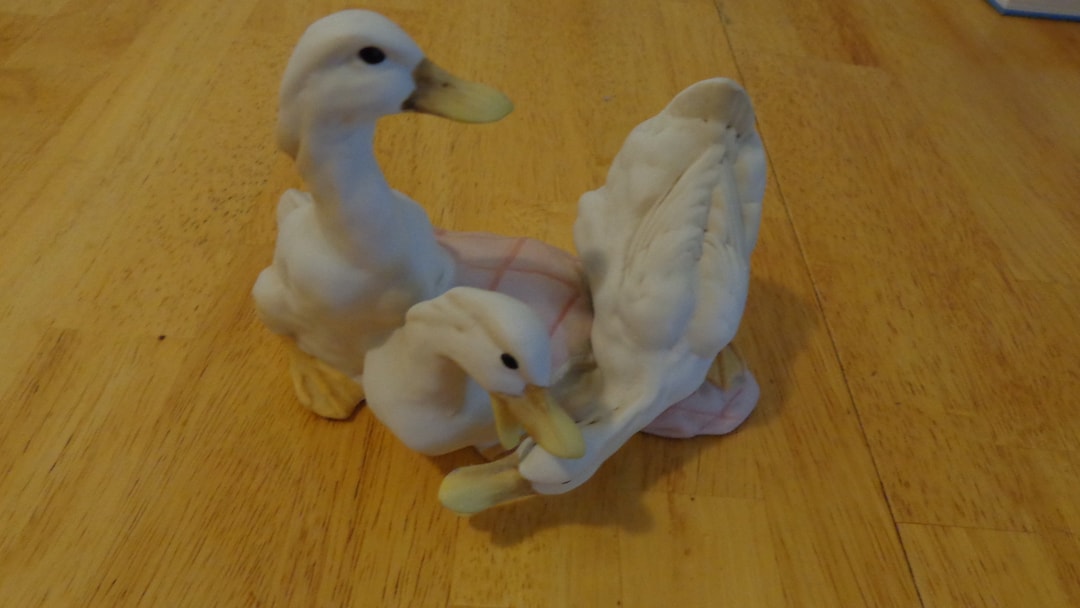 DUCK PORCELAIN TRIO - 5 1/4" High Porcelain Bisque Trio of Playful ...