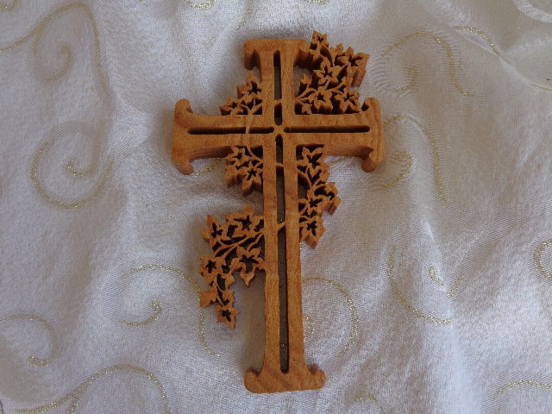 ELABORATE SCROLLWORK CROSS Wall Cross 9 Detailed Scrollwork Carved Wood ...